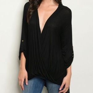 Trend Setter Diva Boutique | Tops | V Deep Plunge High Low Black Top ...